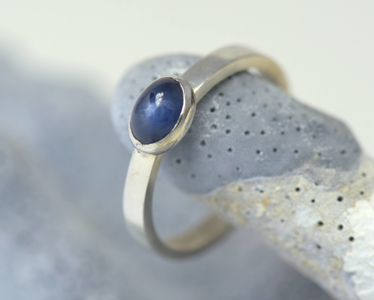 Ring zilver met saffier - LYAM